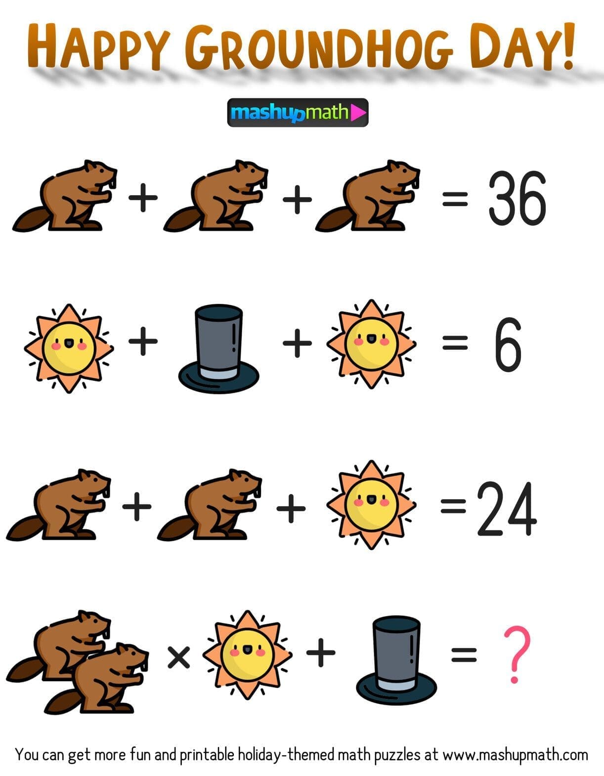 Math For Groundhog Day - Stress Free Math for Kids